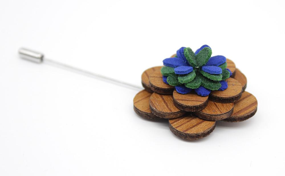 Blue Green Wooden Lapel Pin – Bow Ties for Men – Bow SelecTie